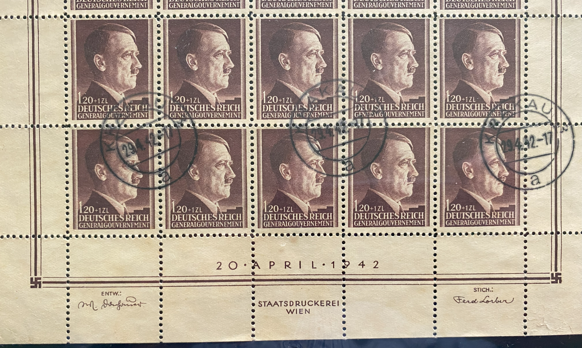 Rare German WWII Nazi Third Reich HITLER 20 Stamp Sheet 1.20 Zloty CAN ...