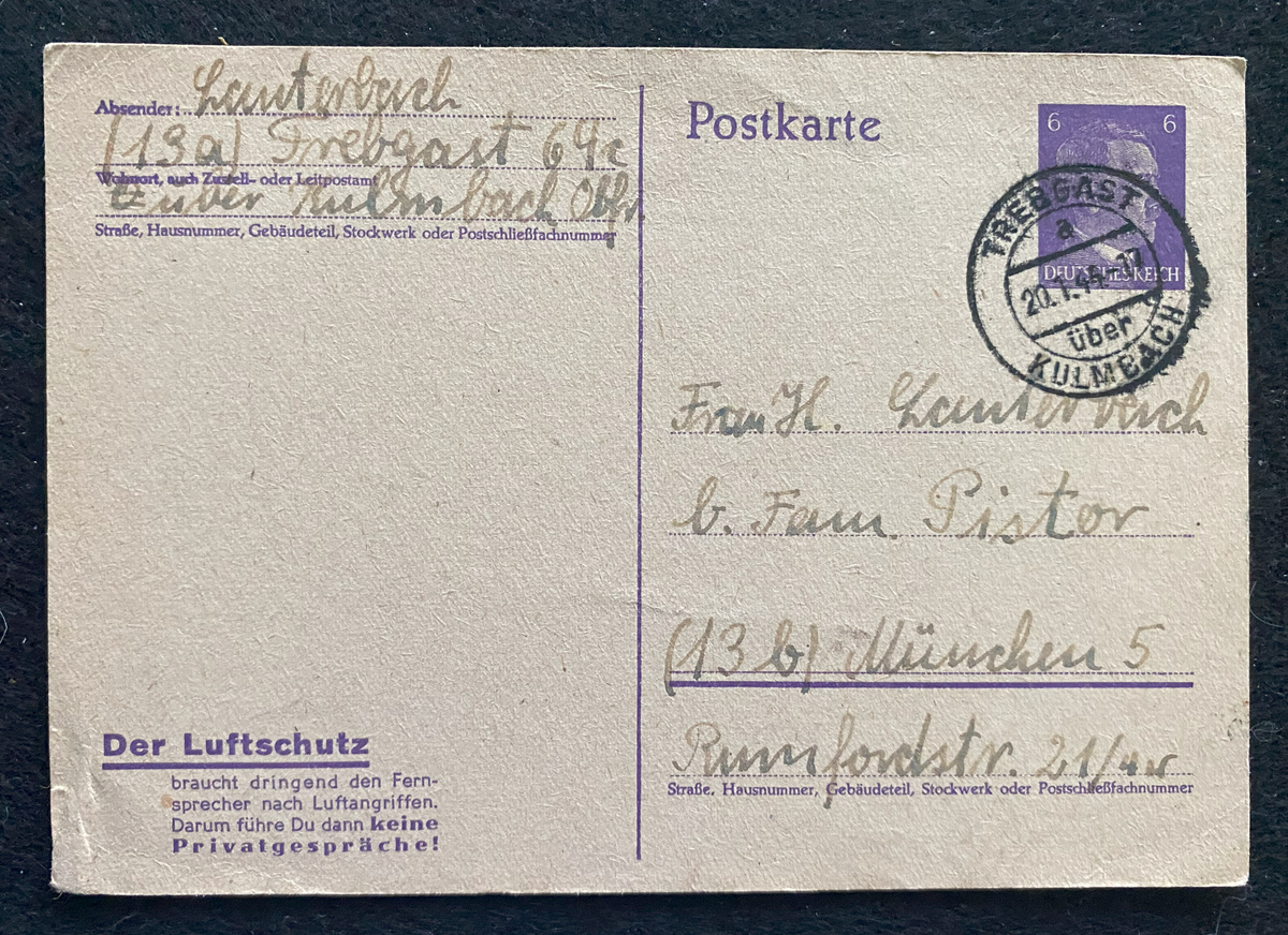 Very Rare WWII Nazi Germany 1944 Used Historical Postcard Hitler Stamp ...