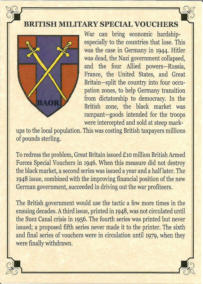 British Military FIVE Banknotes Set UNC COA & History & Album Included ...