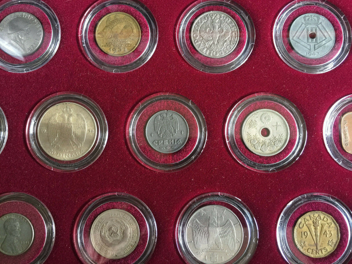 World War II Certified TWENTY Coins COA & Capsules & Secure Display Bo ...