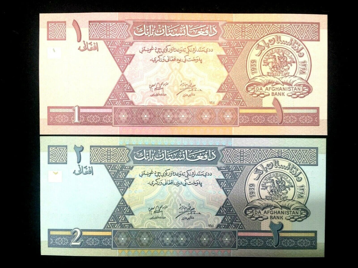 Authentic AFGHANISTAN Bank Notes 1 and 2 Afghani Bills - A Remembrance ...