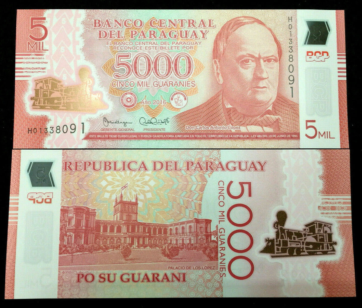 Paraguay 5000 Guaranies 2016 Polymer Banknote World Paper Money UNC Cu ...