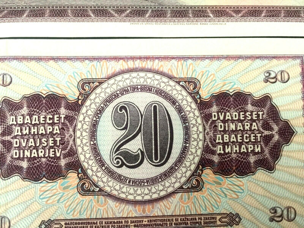 Yugoslavia 20 Dinar 1974 Banknote World Paper Money UNC Currency Bill ...