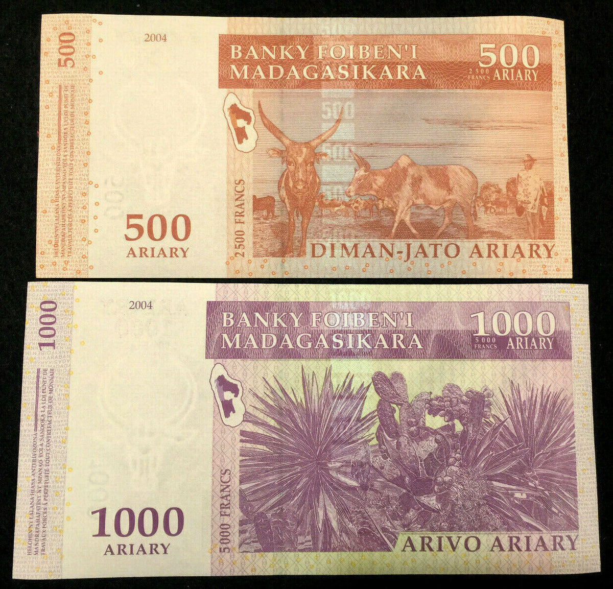 Madagascar 100 200 500 1000 Ariary 2004 Banknote Set World Paper Money ...