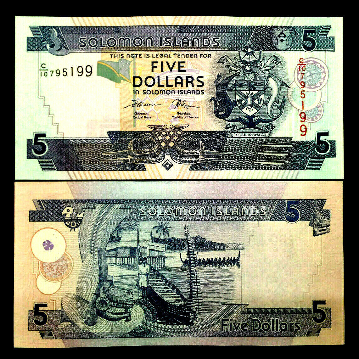 Solomon Islands 5 Dollars Banknote World Paper Money UNC Currency Bill ...